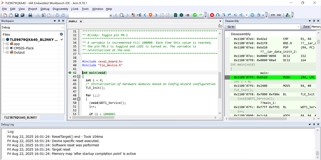 在IAR Embedded Workbench for Arm中开发和调试Infineon MOTIX™ MCU
